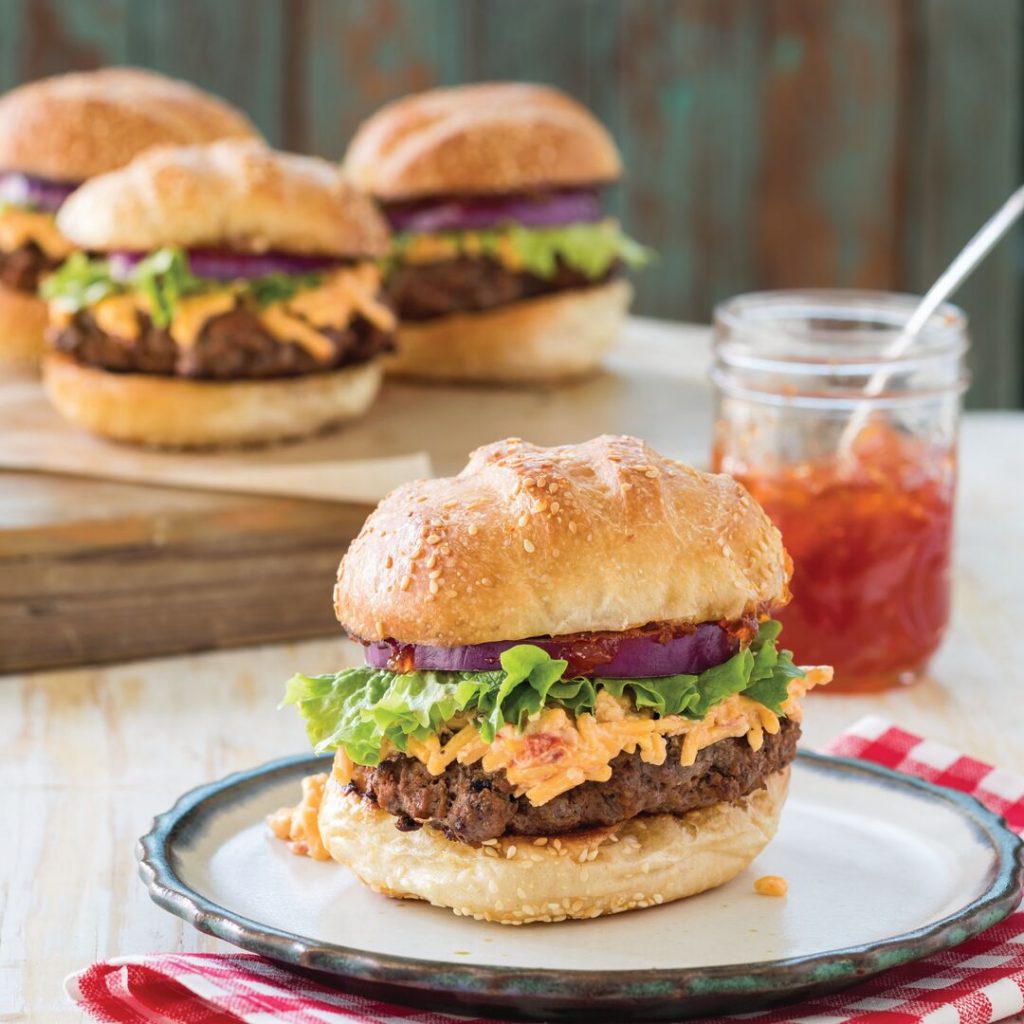Pimiento Cheese and Pepper Jelly Burgers | Taste of the South
